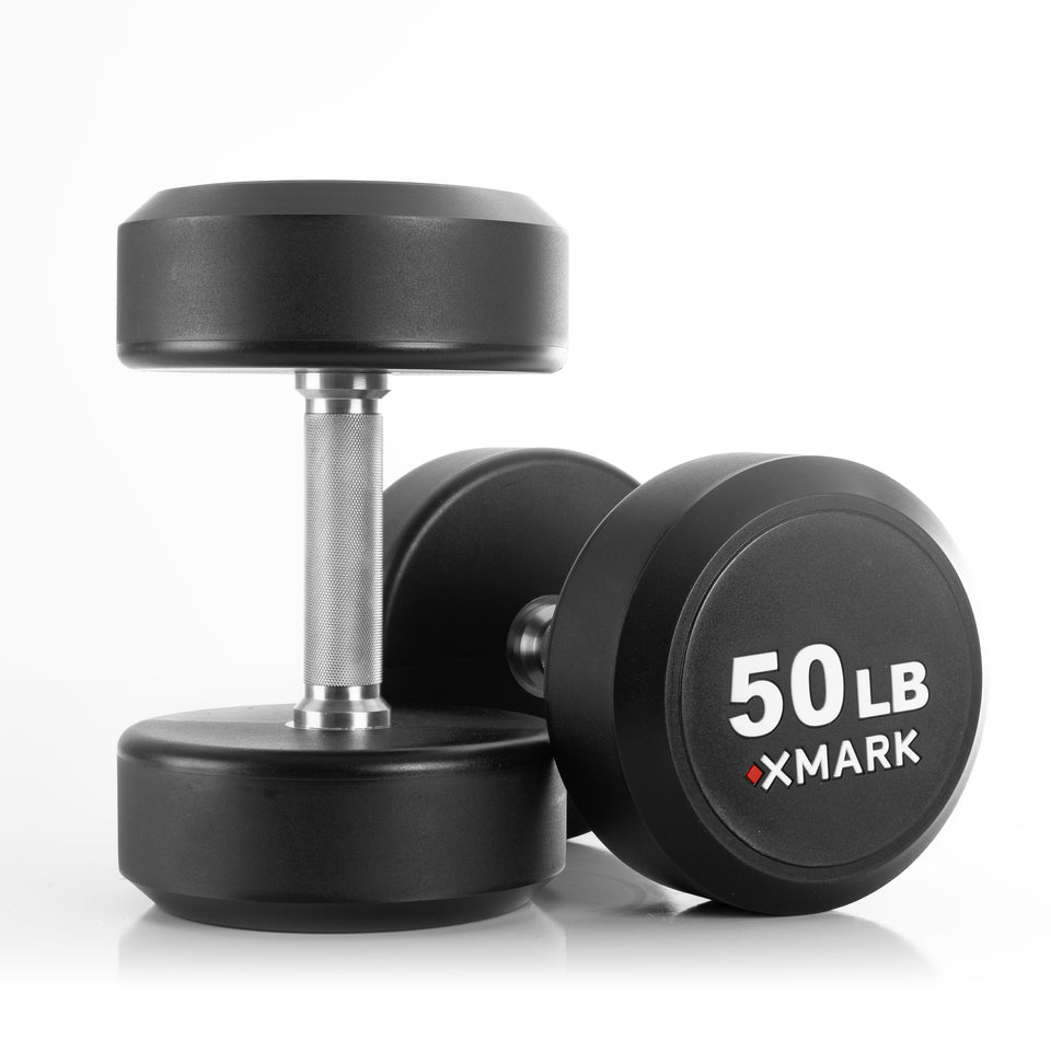Commercial Round Urethane Dumbbells | 5-50lb & 5-75lb Sets | XMARK