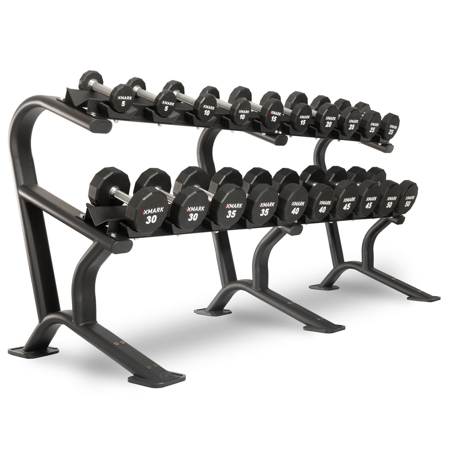 12-Sided Commercial Urethane Dumbbells (5-50 lb and 5-75 lb Sets) – XMARK